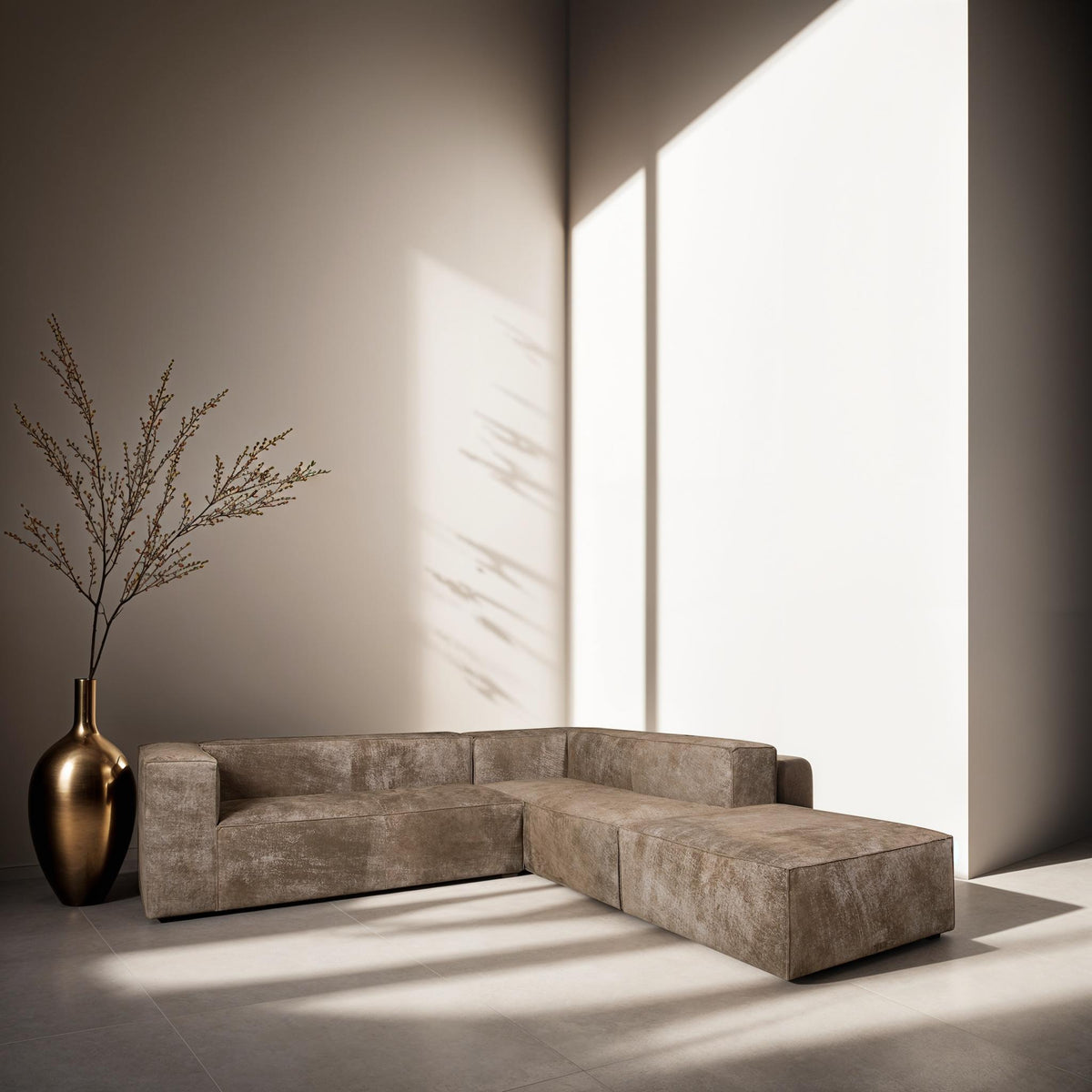 Modulaire Bank Leer Lario – HoekbankXXL